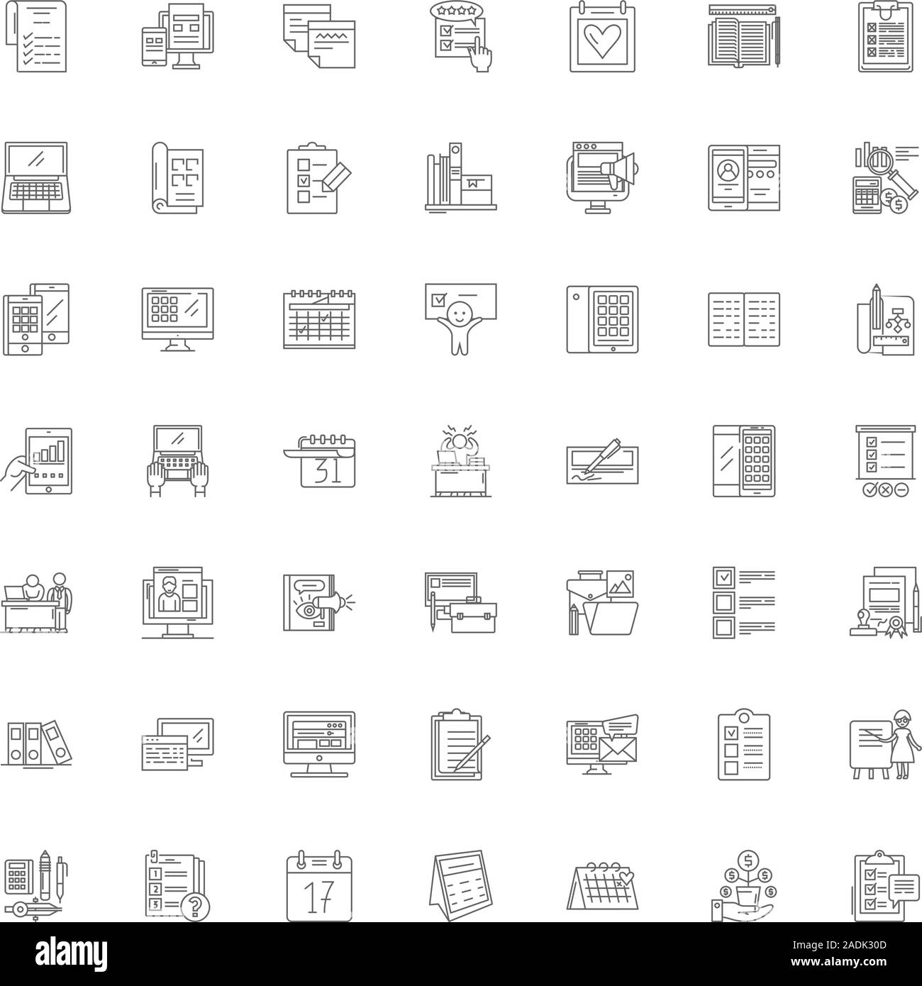 Time and date line icons, signs, symbols vector, linear illustration ...