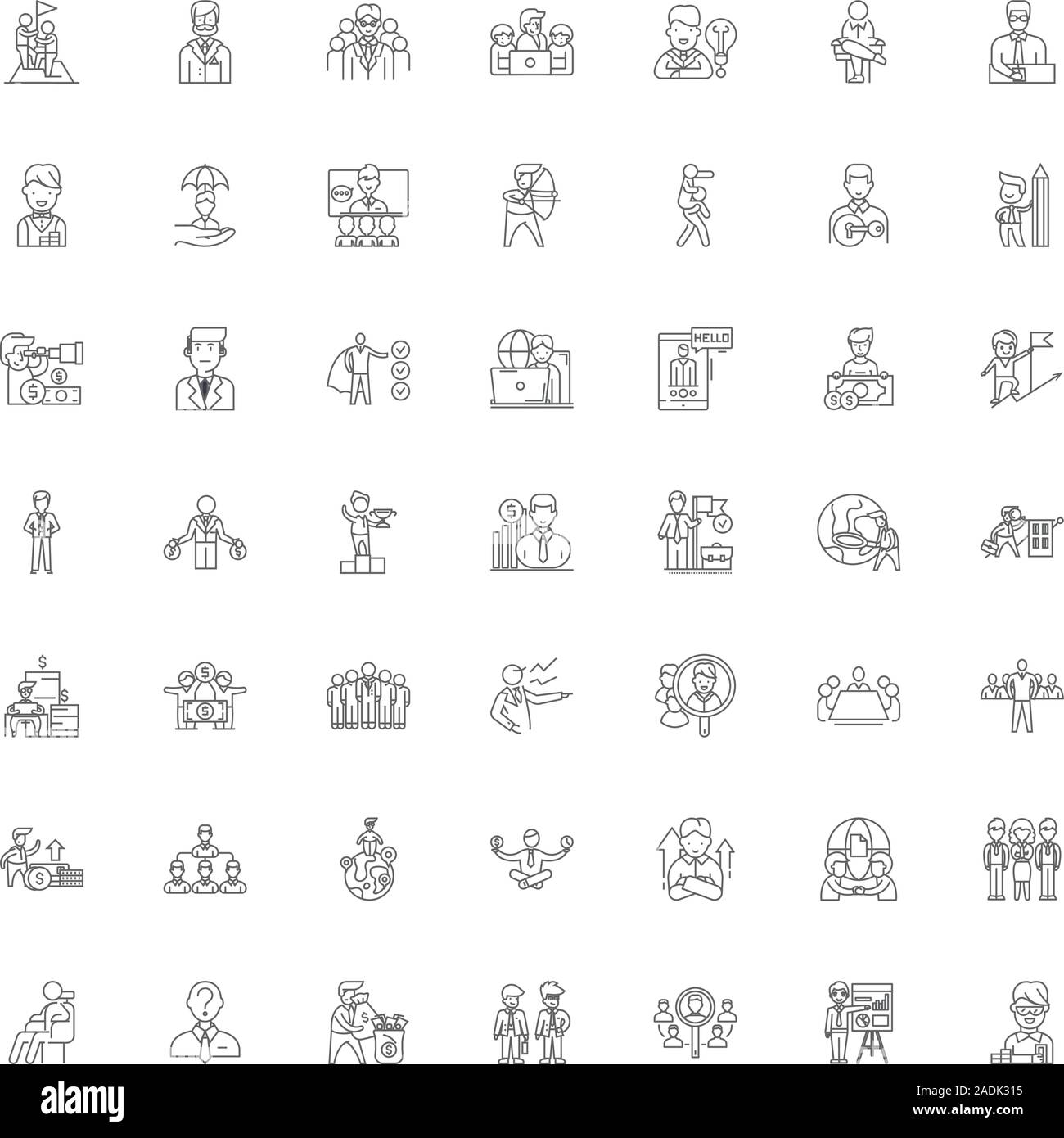 Business people line icons, signs, symbols vector, linear illustration ...
