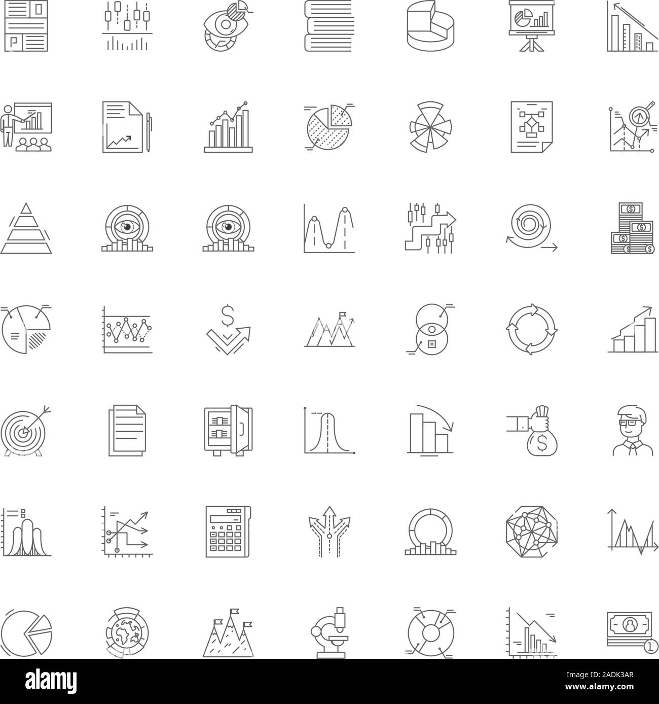 Charts and diagrams line icons, signs, symbols vector, linear ...