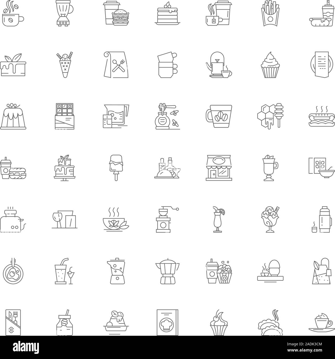Cafeteria line icons, signs, symbols vector, linear illustration set ...