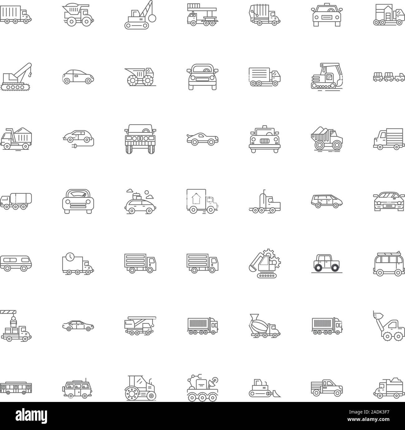 Vehicles line icons, signs, symbols vector, linear illustration set ...