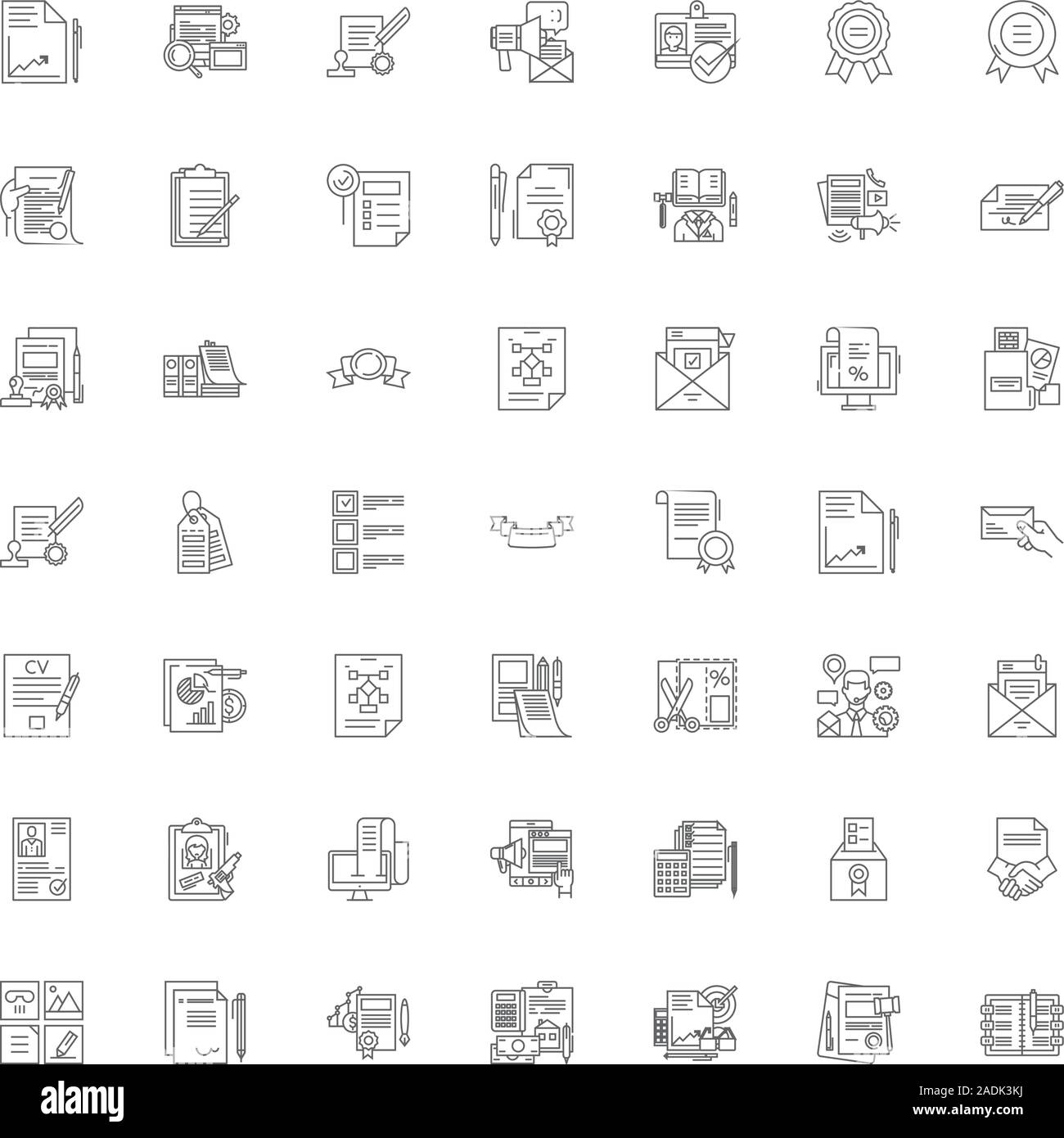 Certification line icons, signs, symbols vector, linear illustration ...