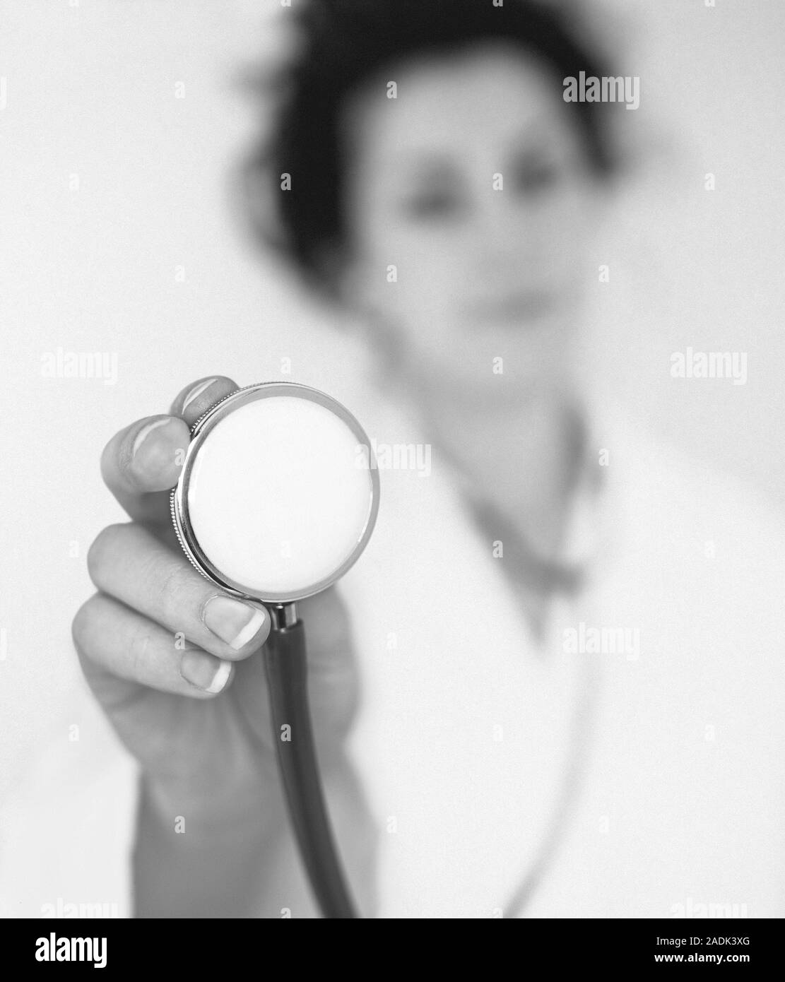 Stethoscope examination. Patient's-eye view of a general practice ...