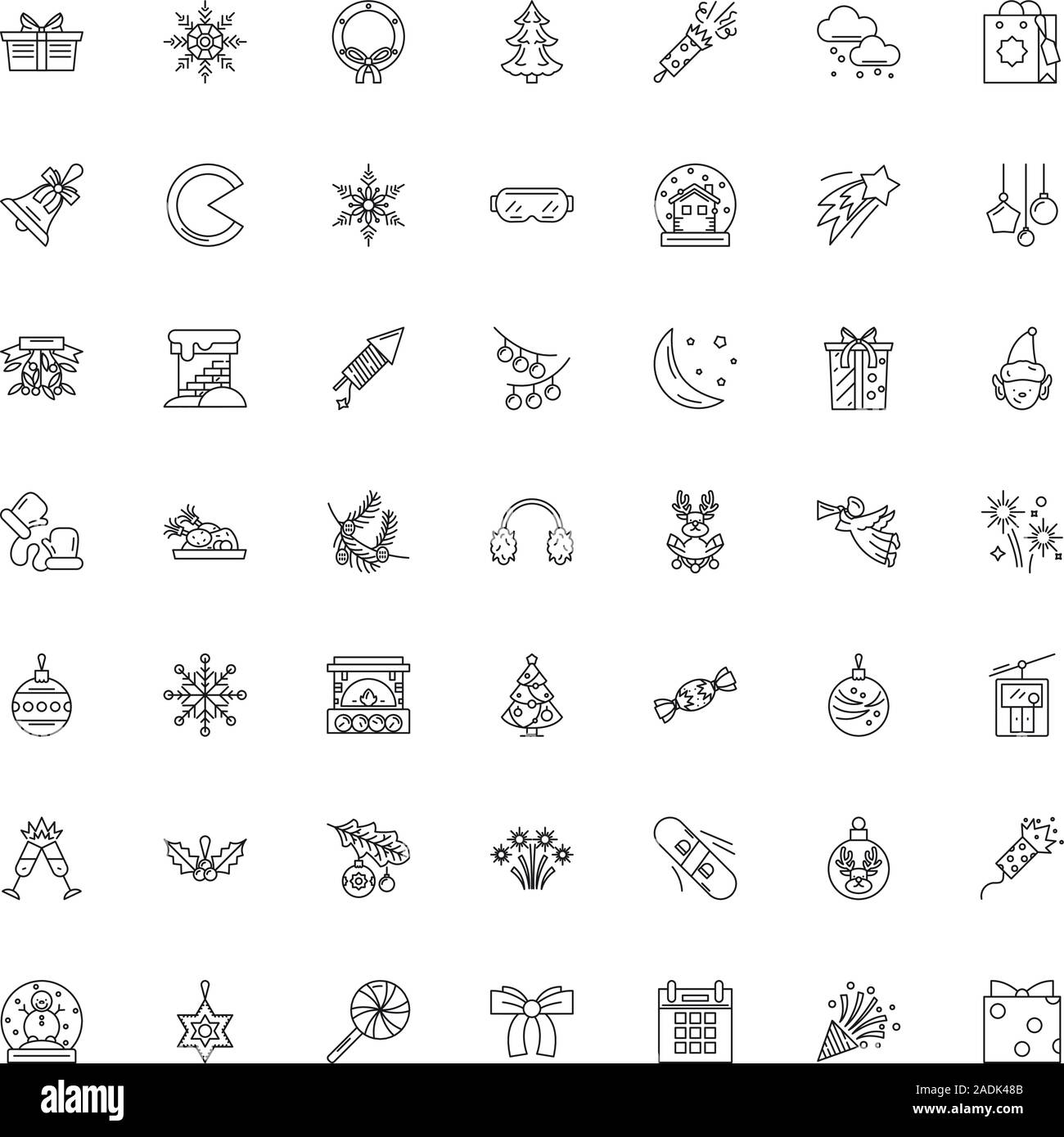 Christmas line icons, signs, symbols vector, linear illustration set ...