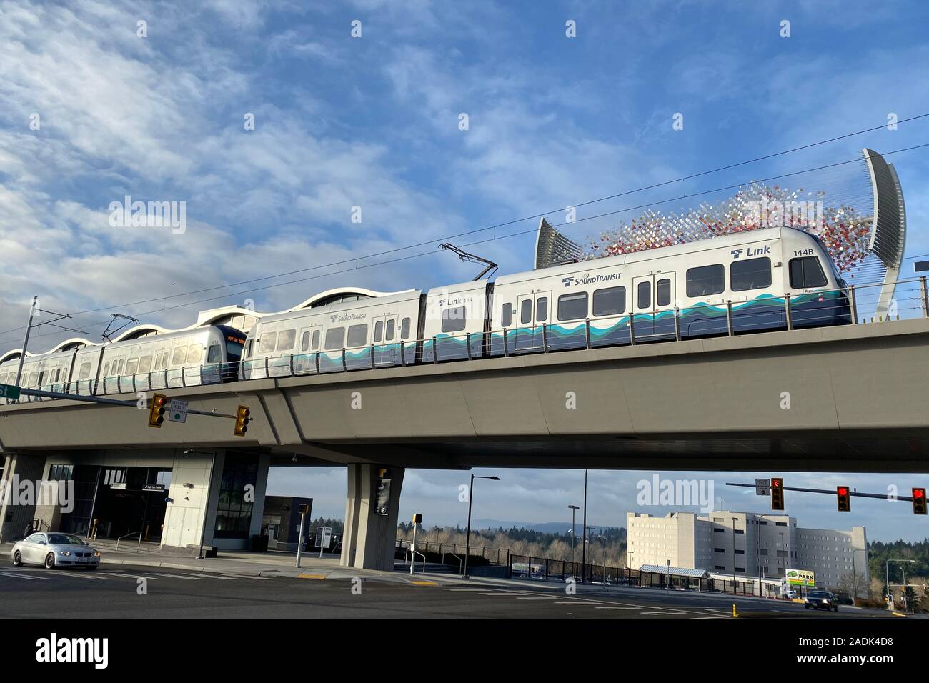 General overall view of the Angle Lake Link Light Rail Station above ...