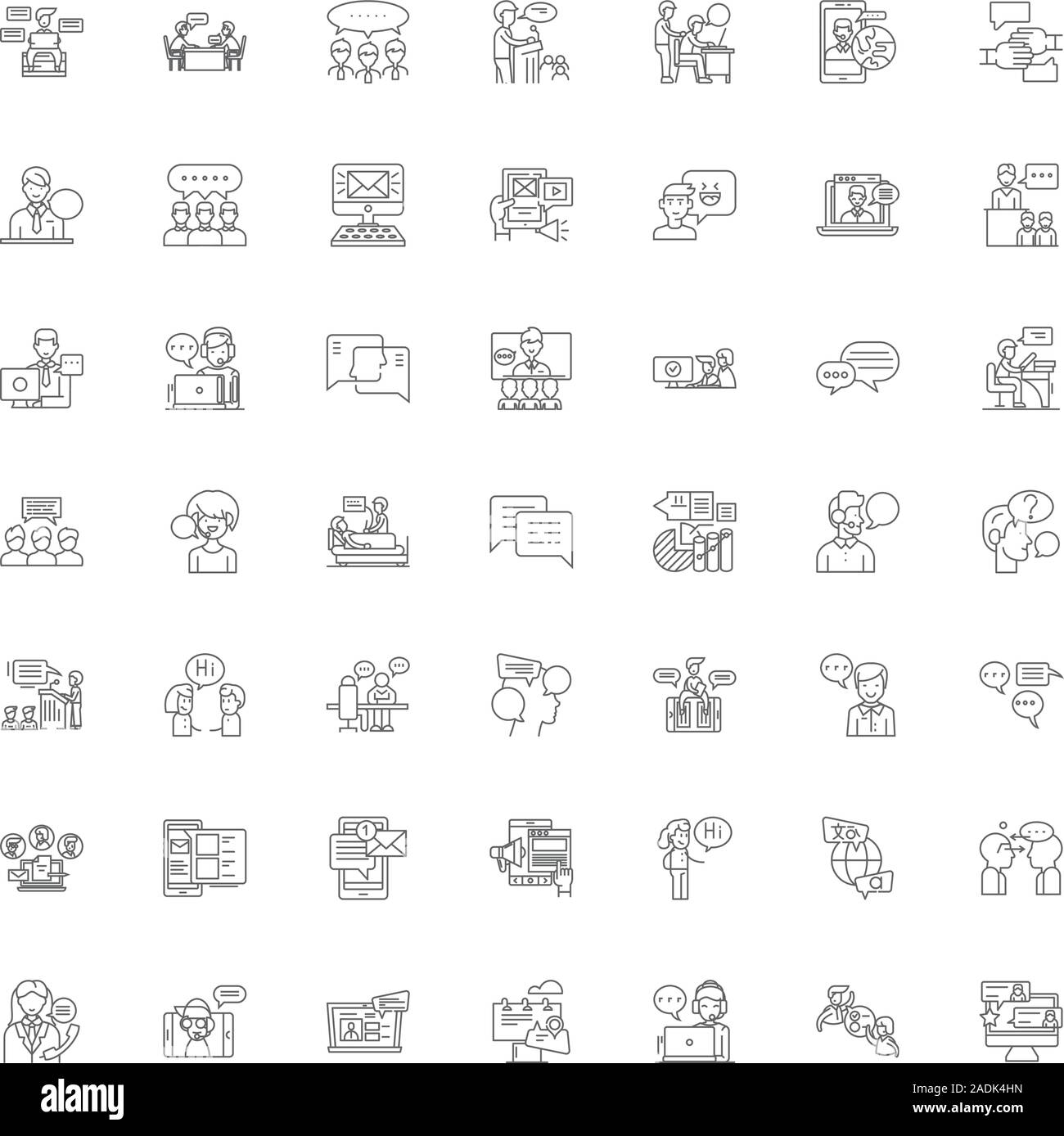 Chatting people line icons, signs, symbols vector, linear illustration ...