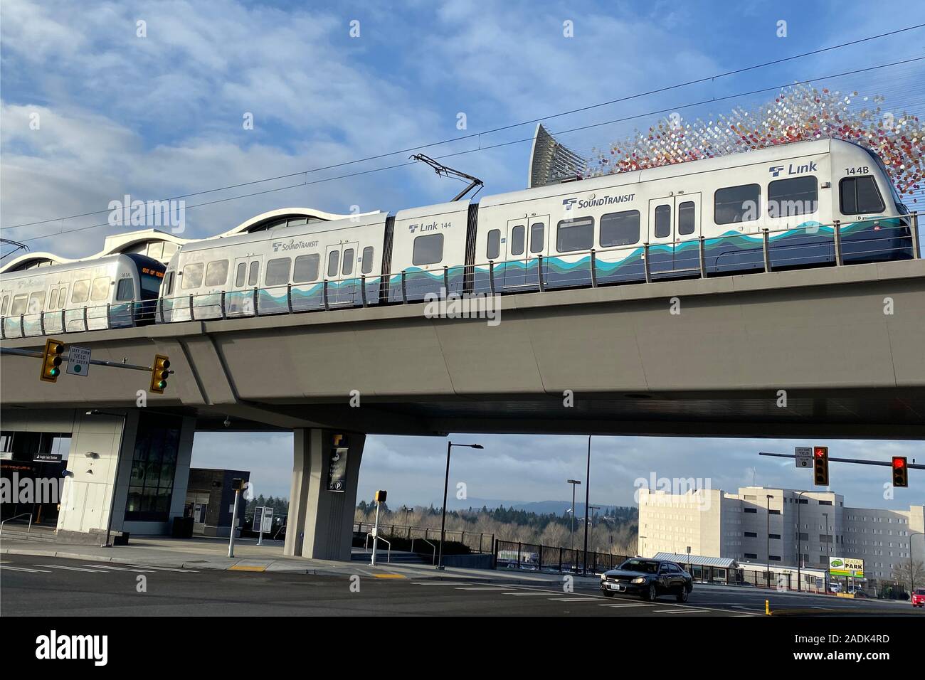 General overall view of the Angle Lake Link Light Rail Station above ...