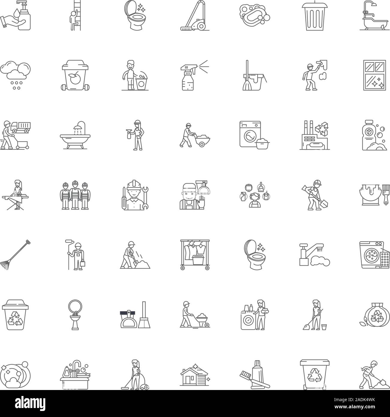 Cleaning line icons, signs, symbols vector, linear illustration set ...