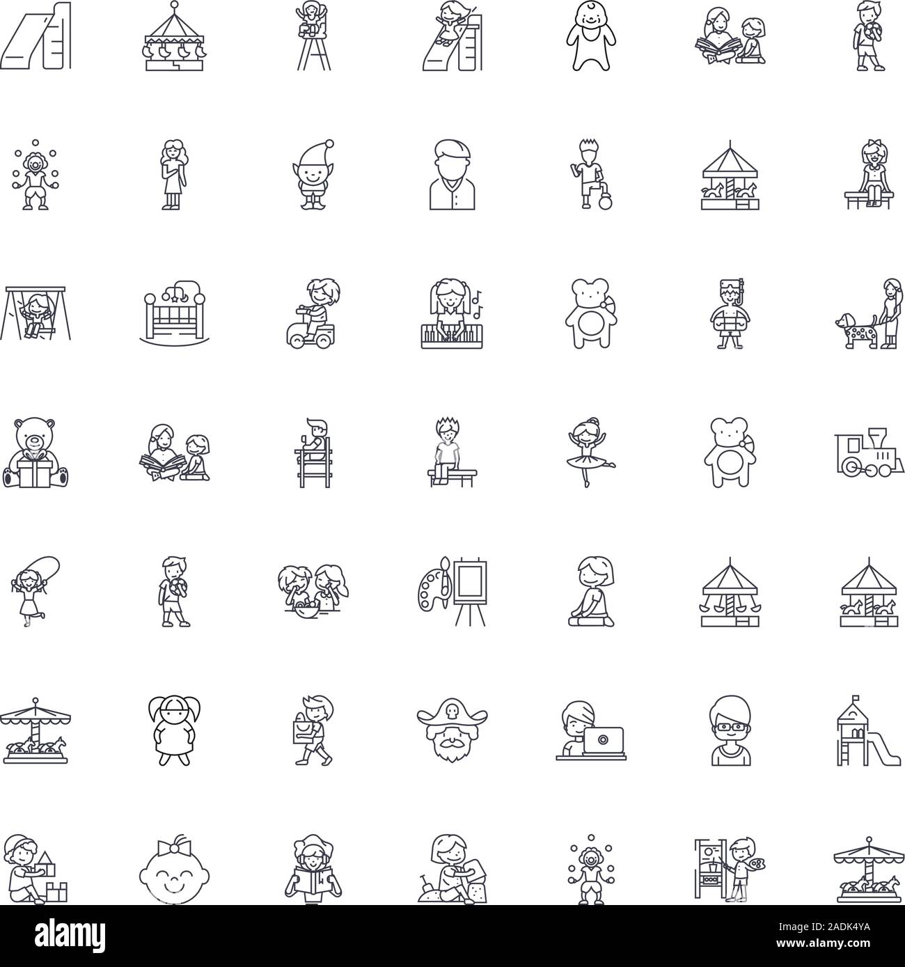 Children line icons, signs, symbols vector, linear illustration set ...