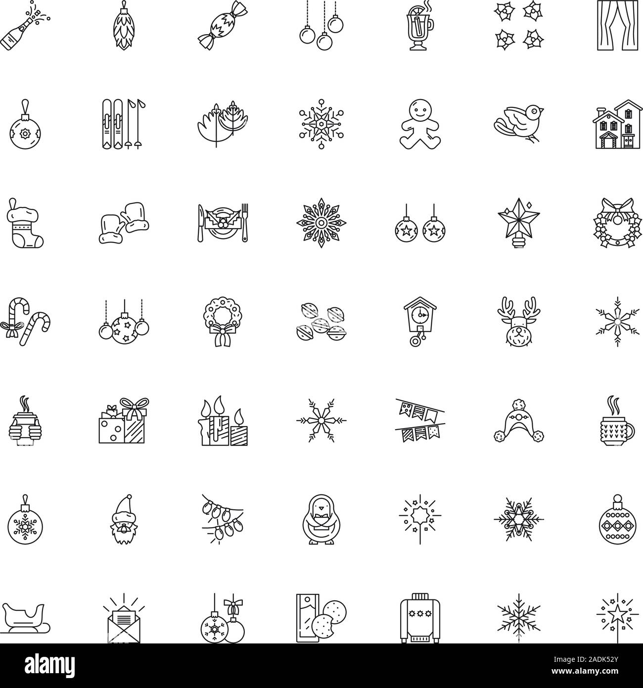 Christmas holidays line icons, signs, symbols vector, linear ...