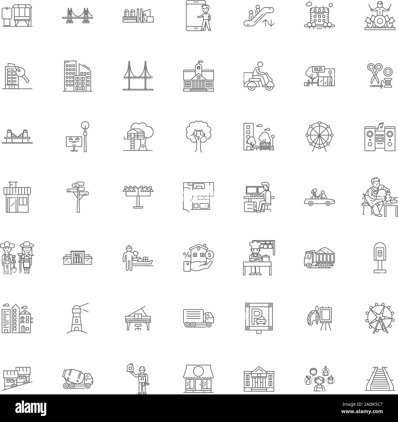 Urbanism line icons, signs, symbols vector, linear illustration set ...