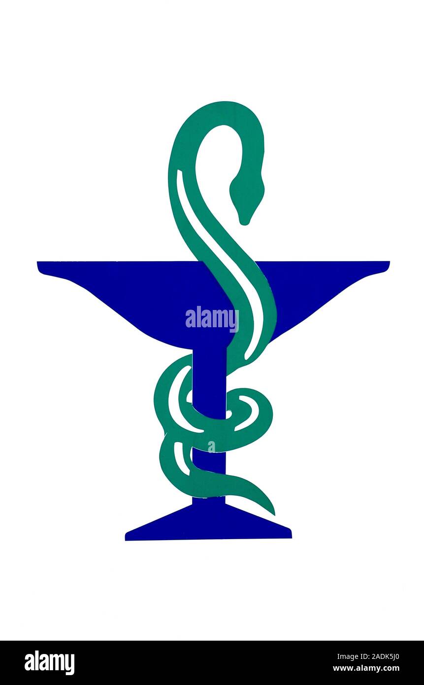 The Bowl of Hygeia, computer artwork. The Bowl of Hygeia symbol is the ...