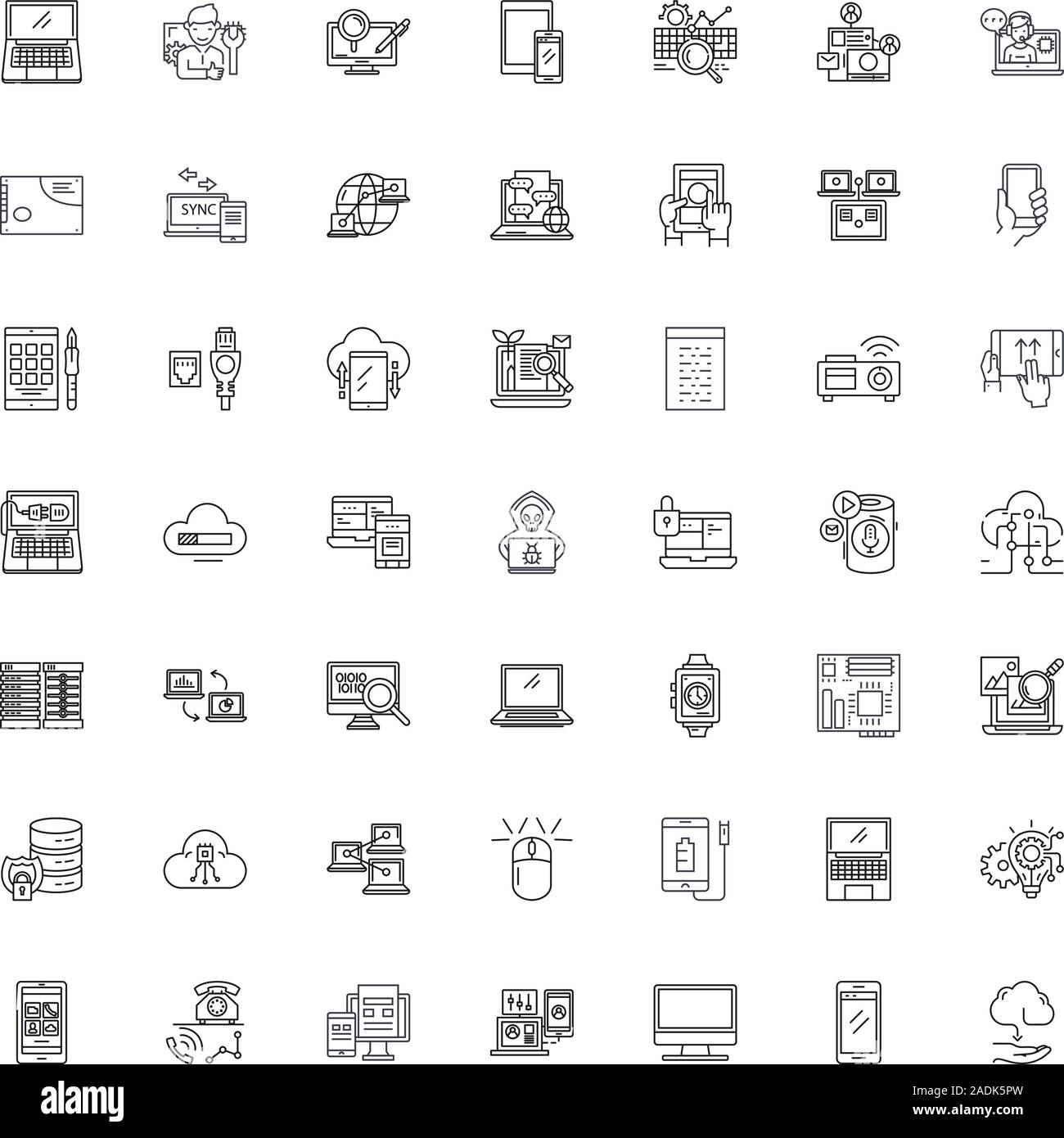 Computer line icons, signs, symbols vector, linear illustration set ...