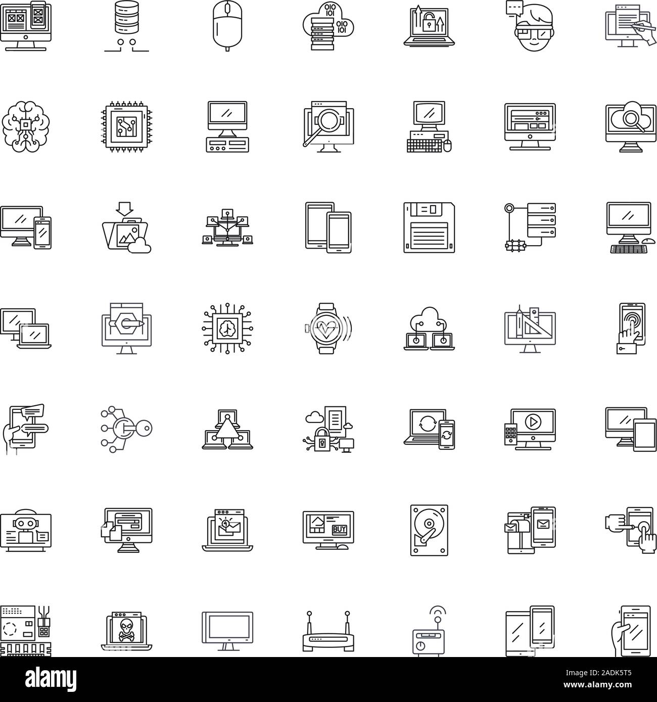 Computer devices line icons, signs, symbols vector, linear illustration ...