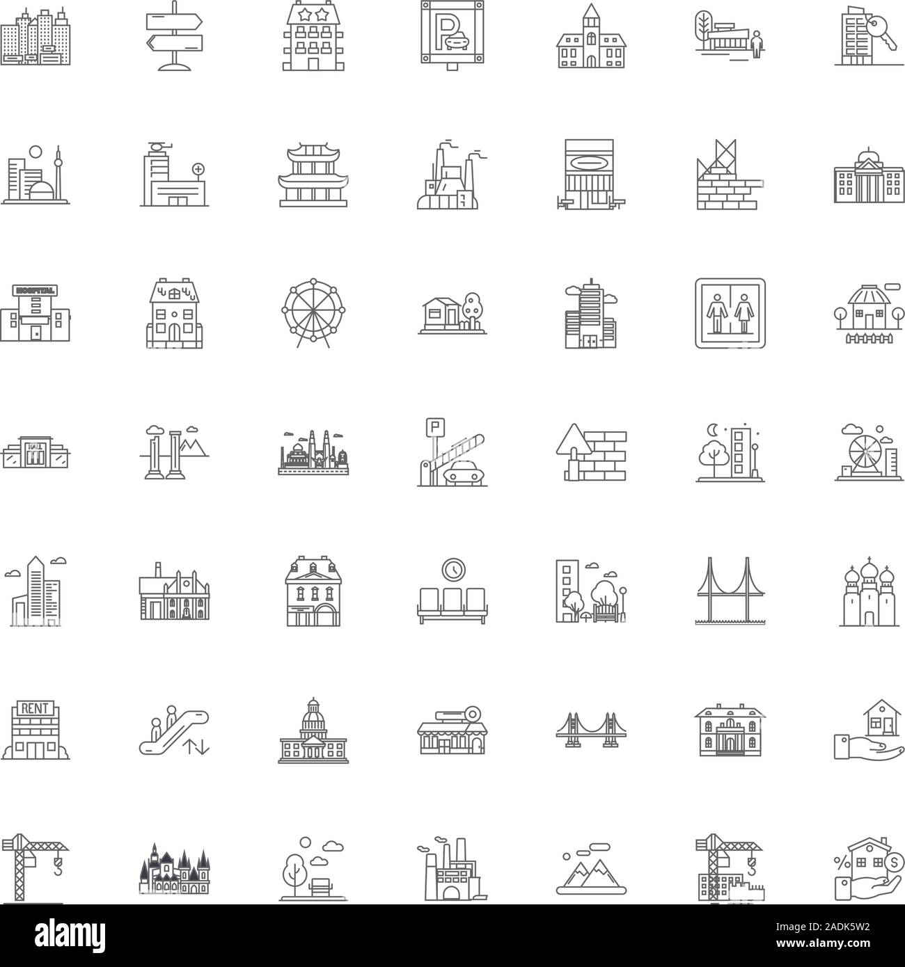 City line icons, signs, symbols vector, linear illustration set Stock ...