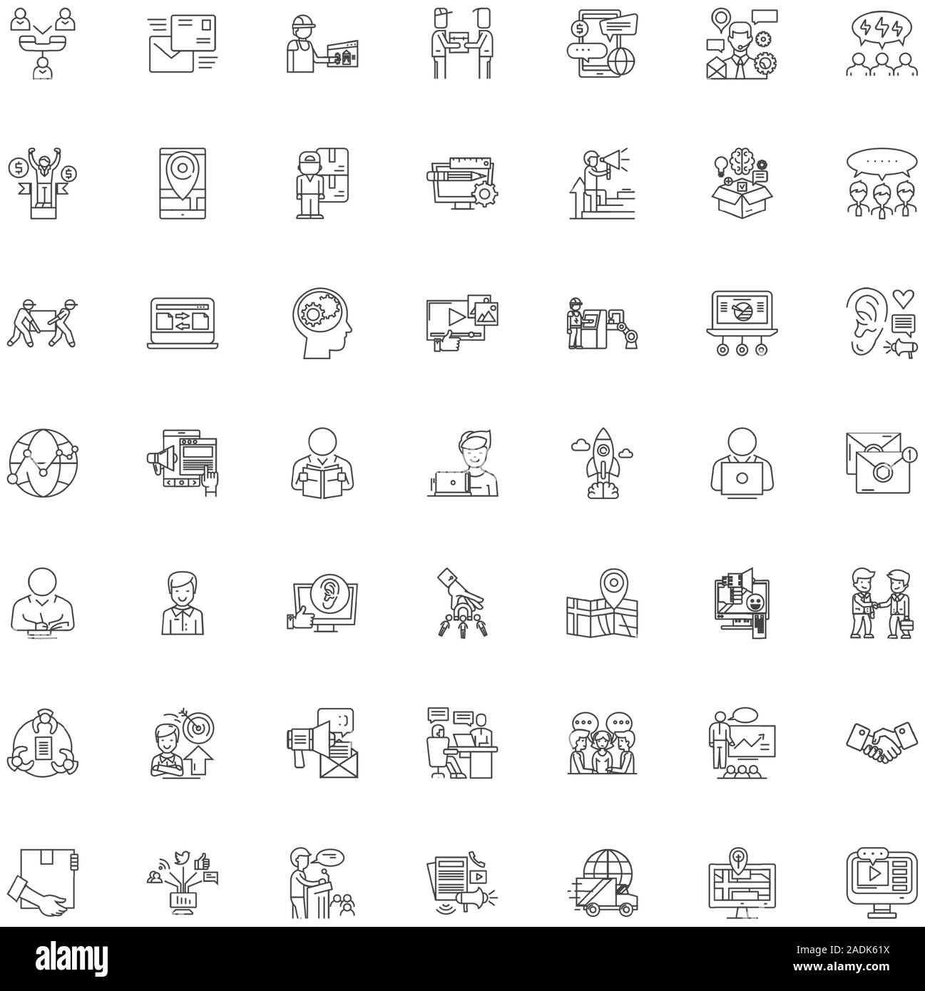 Connecting business line icons, signs, symbols vector, linear ...