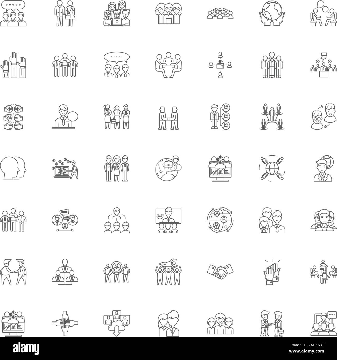 Cooperation line icons, signs, symbols vector, linear illustration set ...