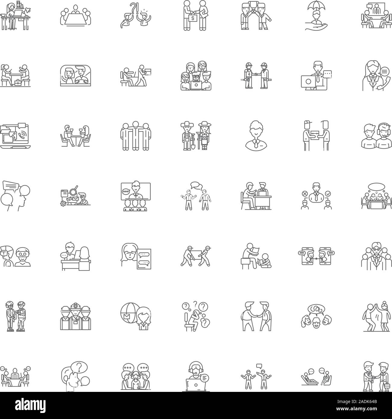 Communication people line icons, signs, symbols vector, linear ...