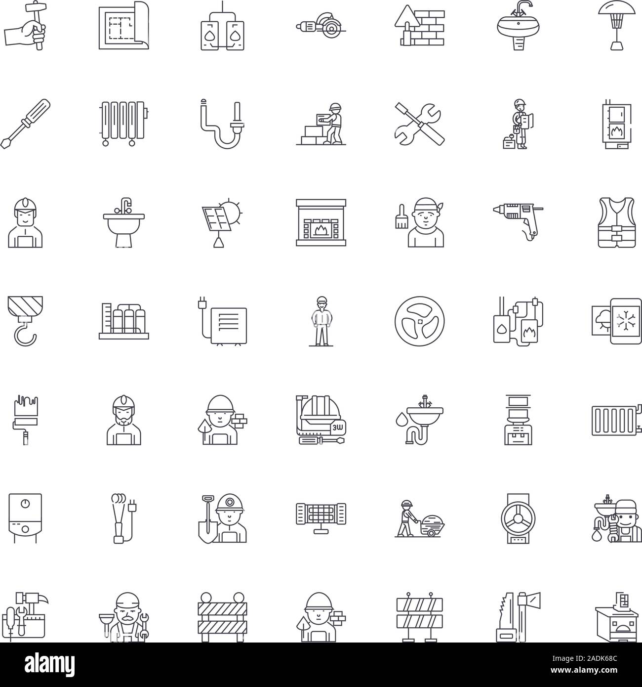 Foreman line icons, signs, symbols vector, linear illustration set ...