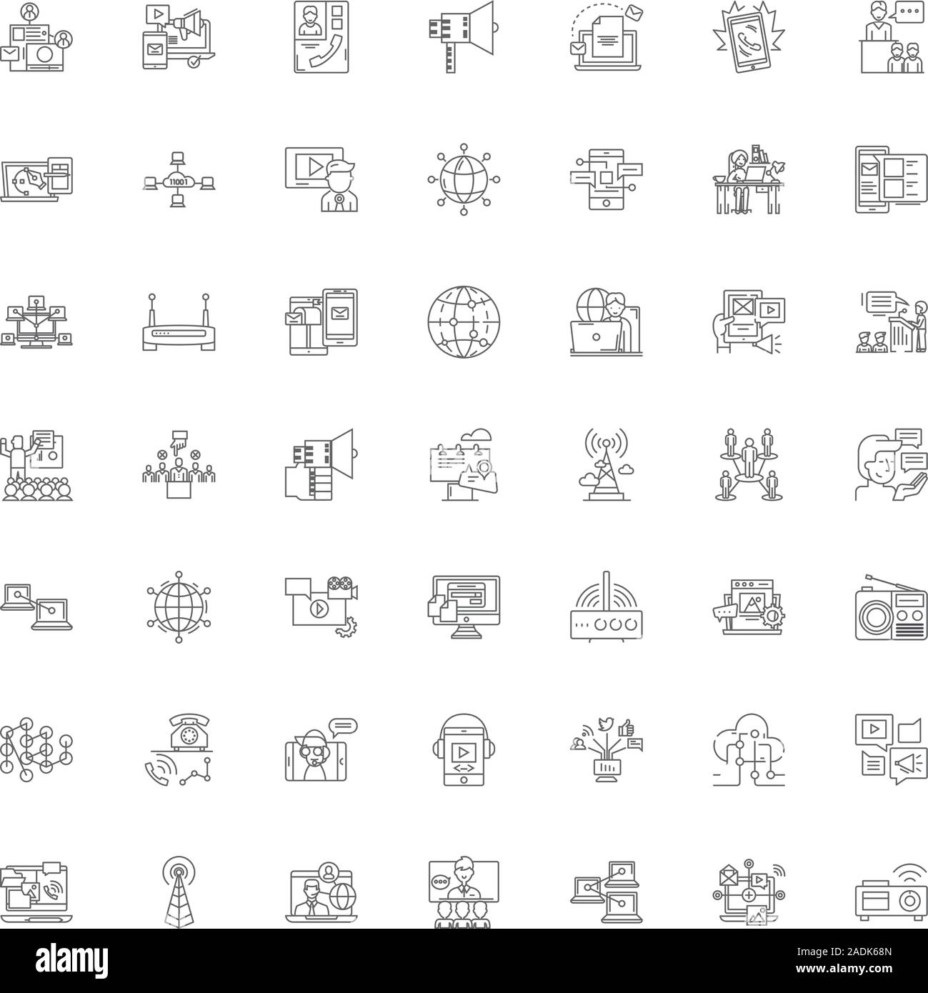 Digital connection line icons, signs, symbols vector, linear ...