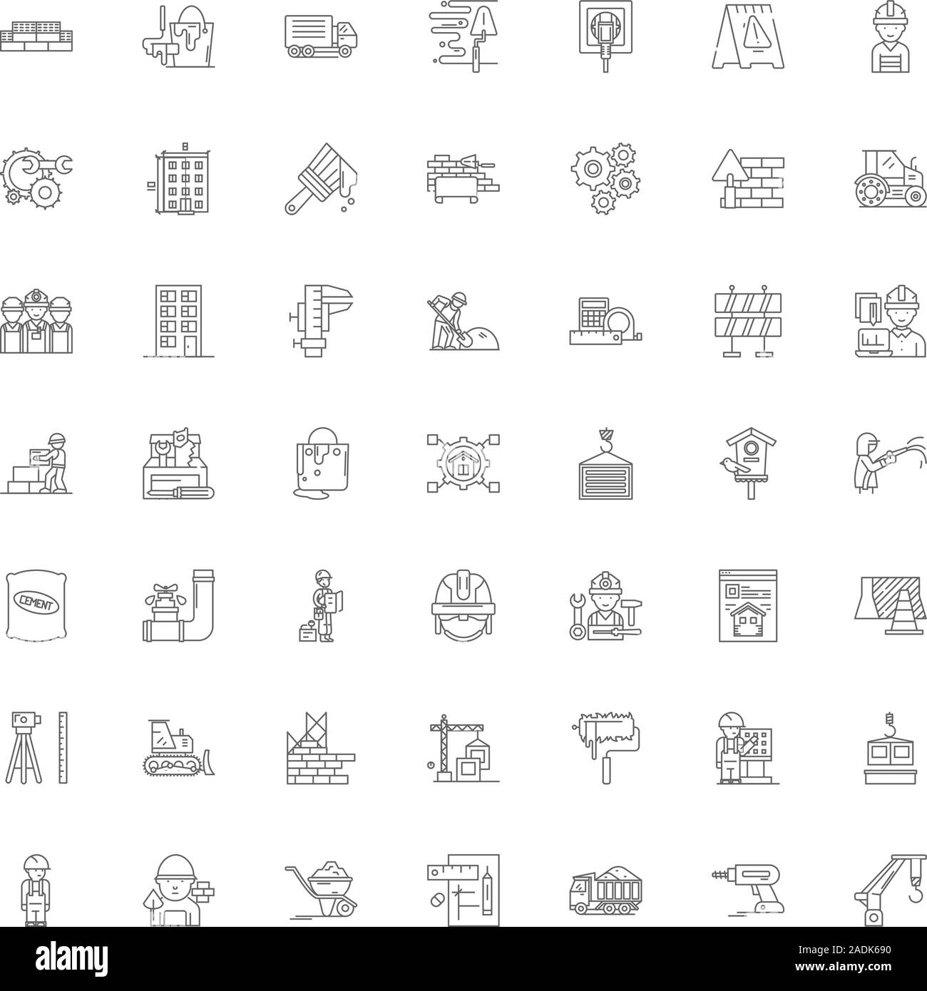 Construction line icons, signs, symbols vector, linear illustration set ...