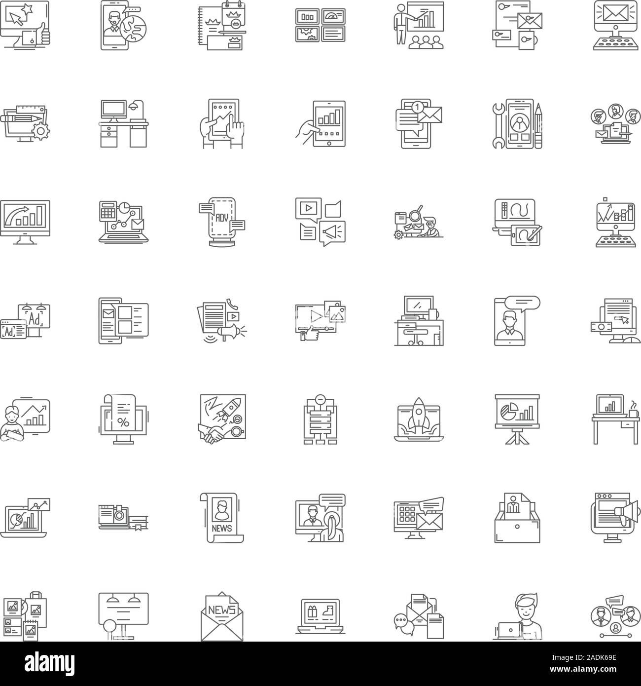 Content line icons, signs, symbols vector, linear illustration set ...