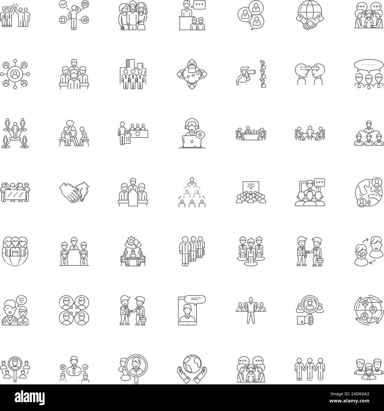 Community System line icons, signs, symbols vector, linear illustration ...