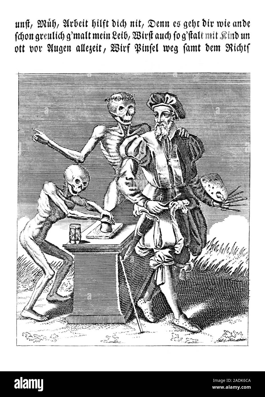Death. Historical artwork of Death, in the form of two skeletons ...