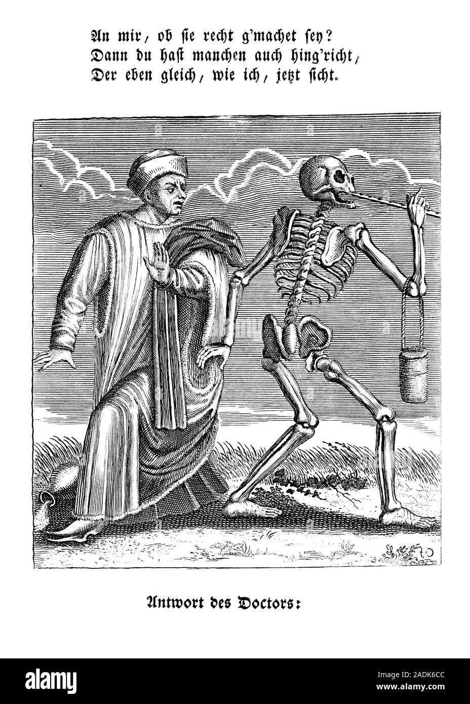 Death. Historical artwork of Death taking the life of a doctor. Taken ...