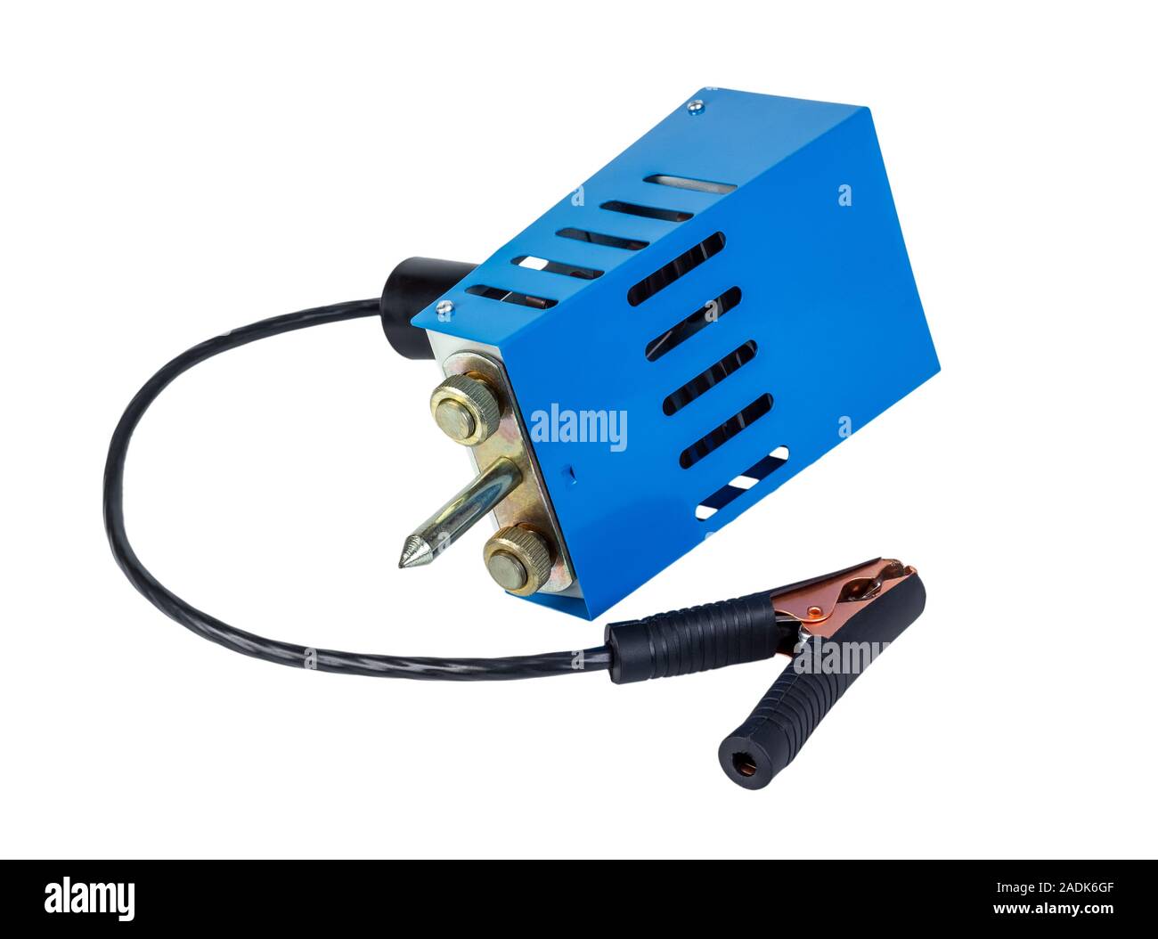 Analog car battery tester, power test load fork, isolated on a white ...