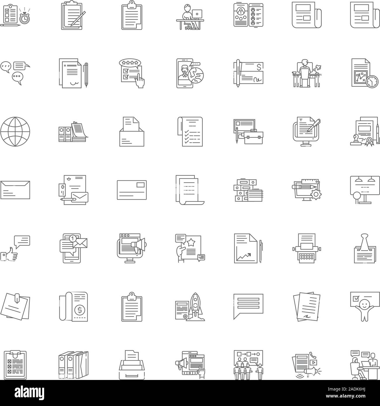 Copywriter line icons, signs, symbols vector, linear illustration set ...