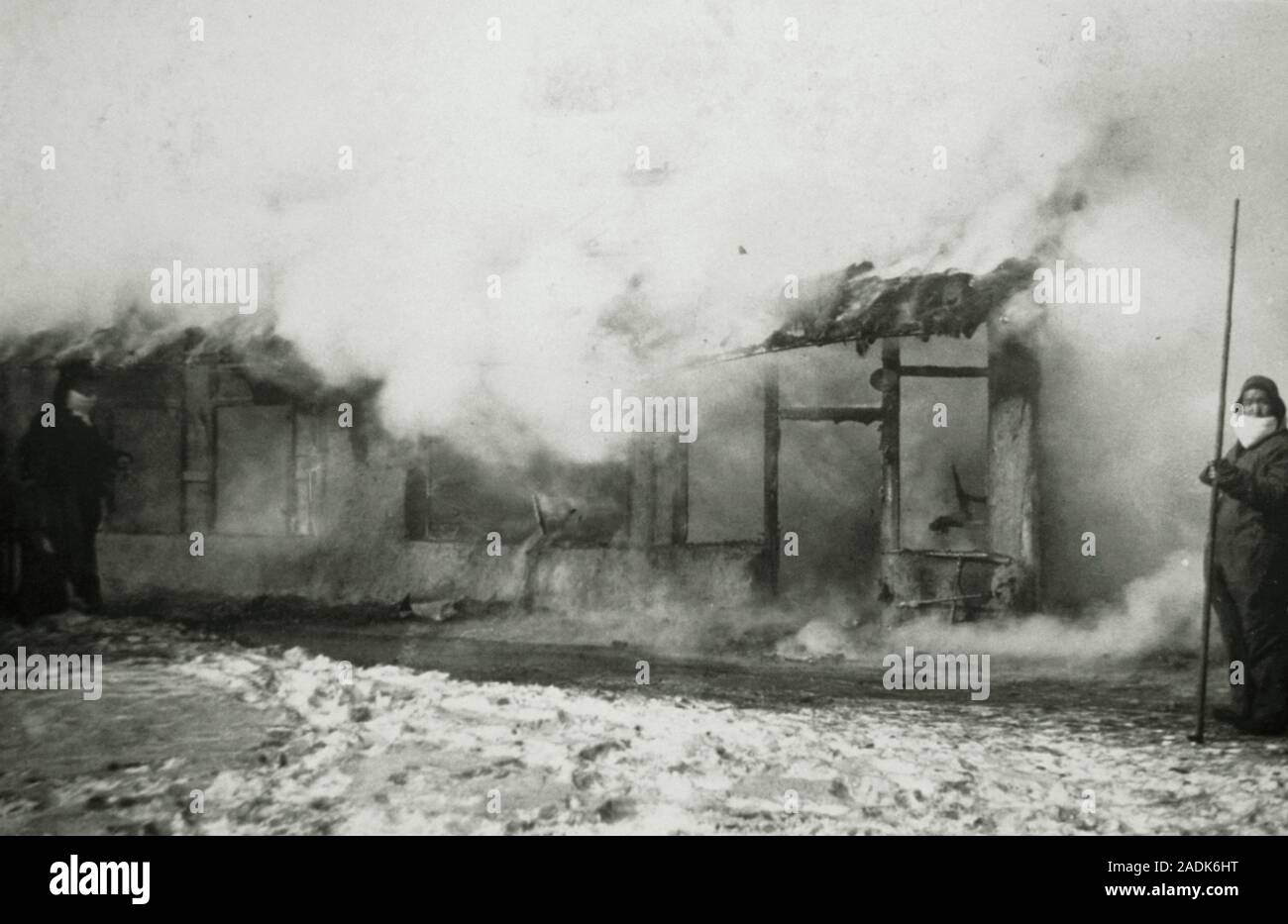 Burning of houses where plague had occurred during the last world-wide ...