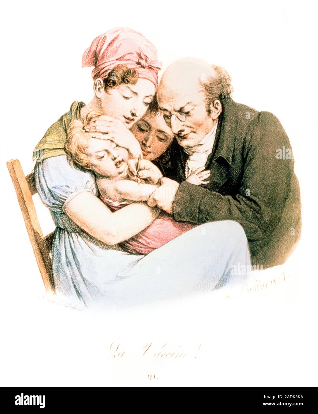 Illustration of the inoculation of the vaccine against smallpox ...