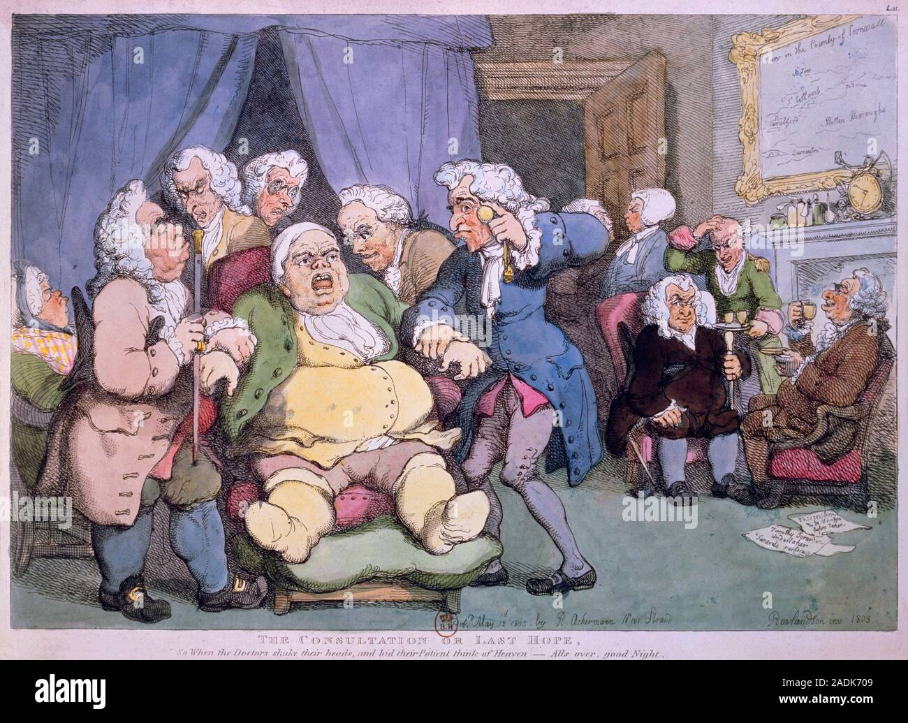 A cartoon by Rowlandson, 1808, illustrating the final consultation with ...