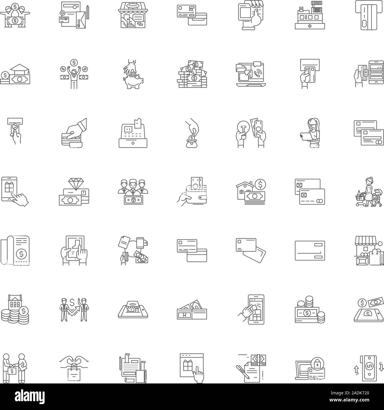 Credit card payment line icons, signs, symbols vector, linear ...