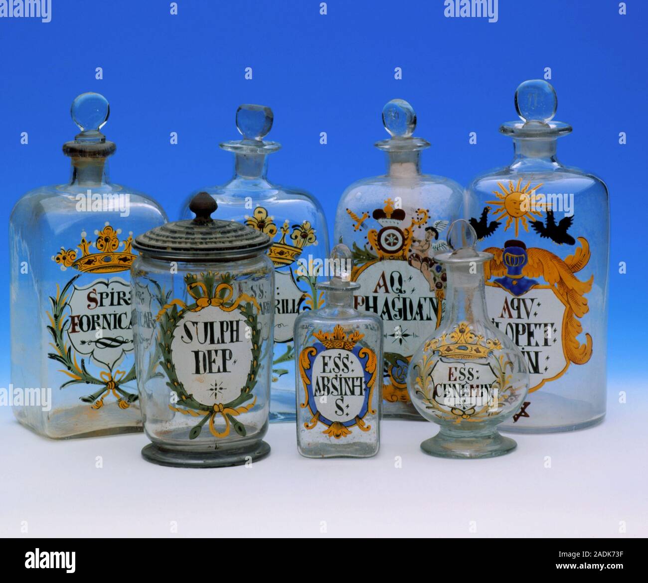 Historical glassware. A collection of historical glassware used in ...