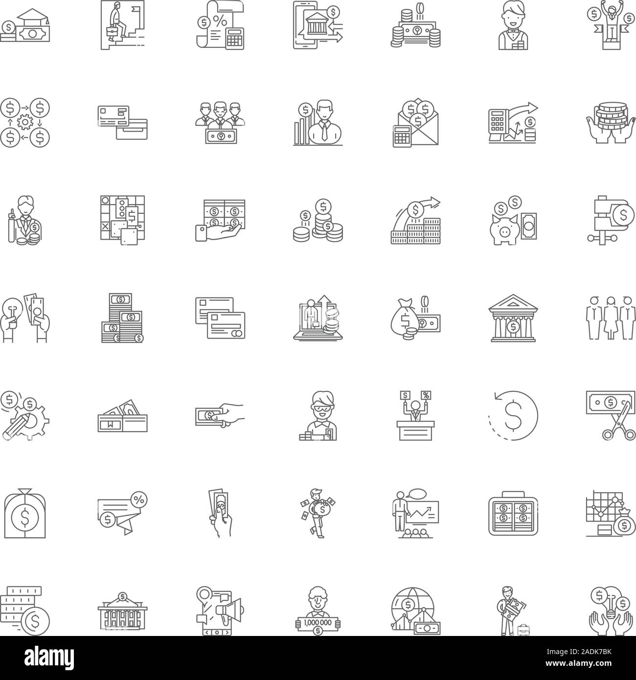 Credit score line icons, signs, symbols vector, linear illustration set ...