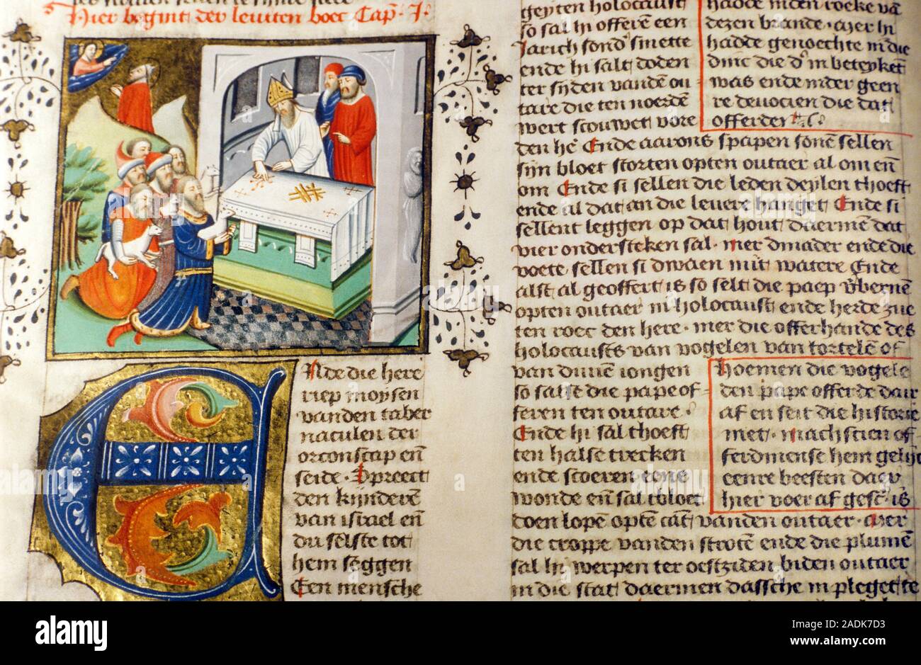 Bible story. Illuminated pages in a medieval Bible Stock Photo - Alamy