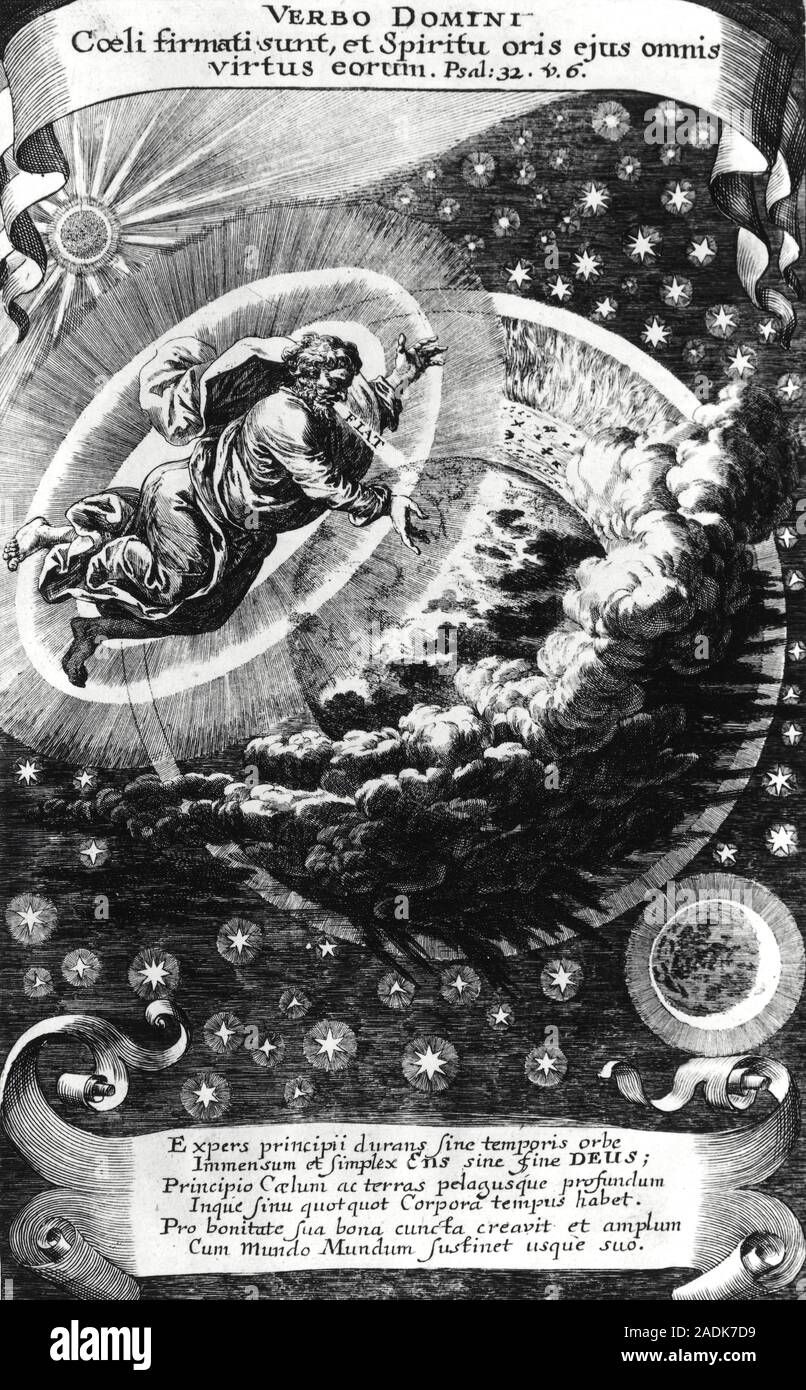 Biblical creation story. Historical artwork of God creating the ...