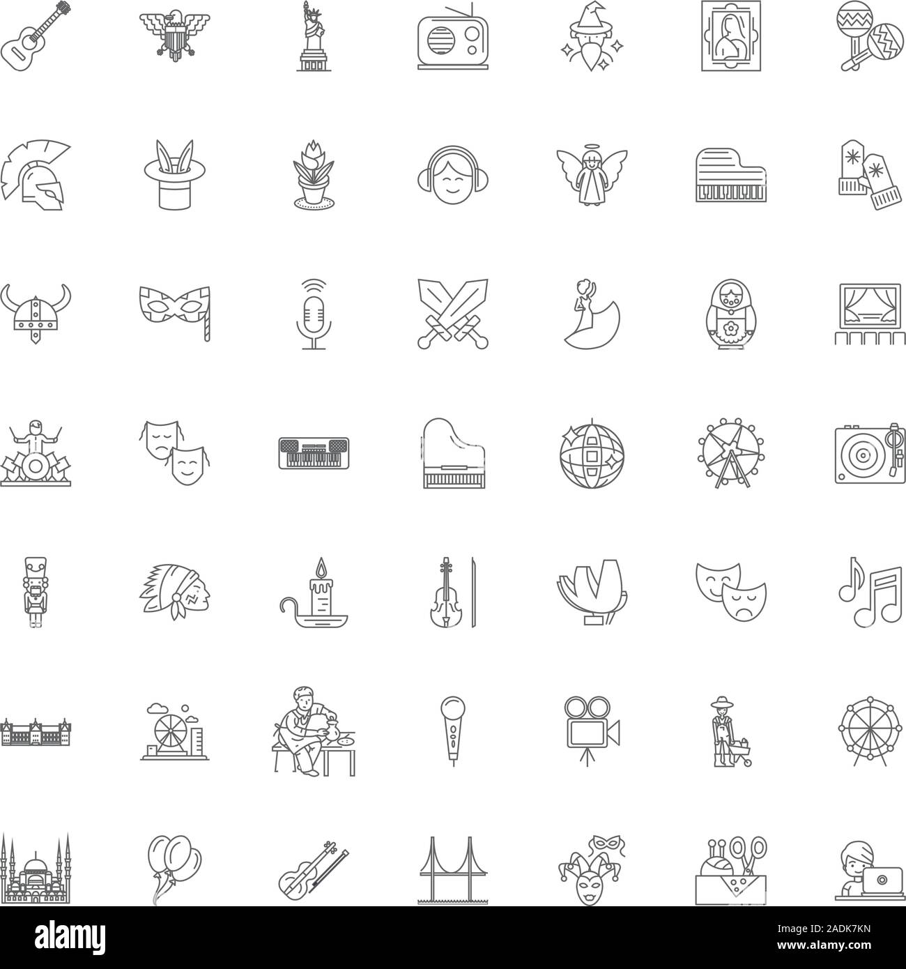 Culture line icons, signs, symbols vector, linear illustration set ...