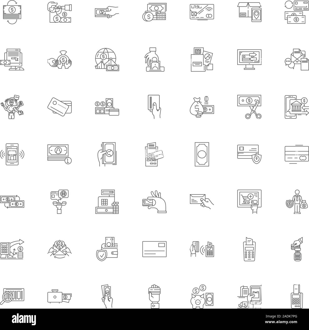 Credit card line icons, signs, symbols vector, linear illustration set ...