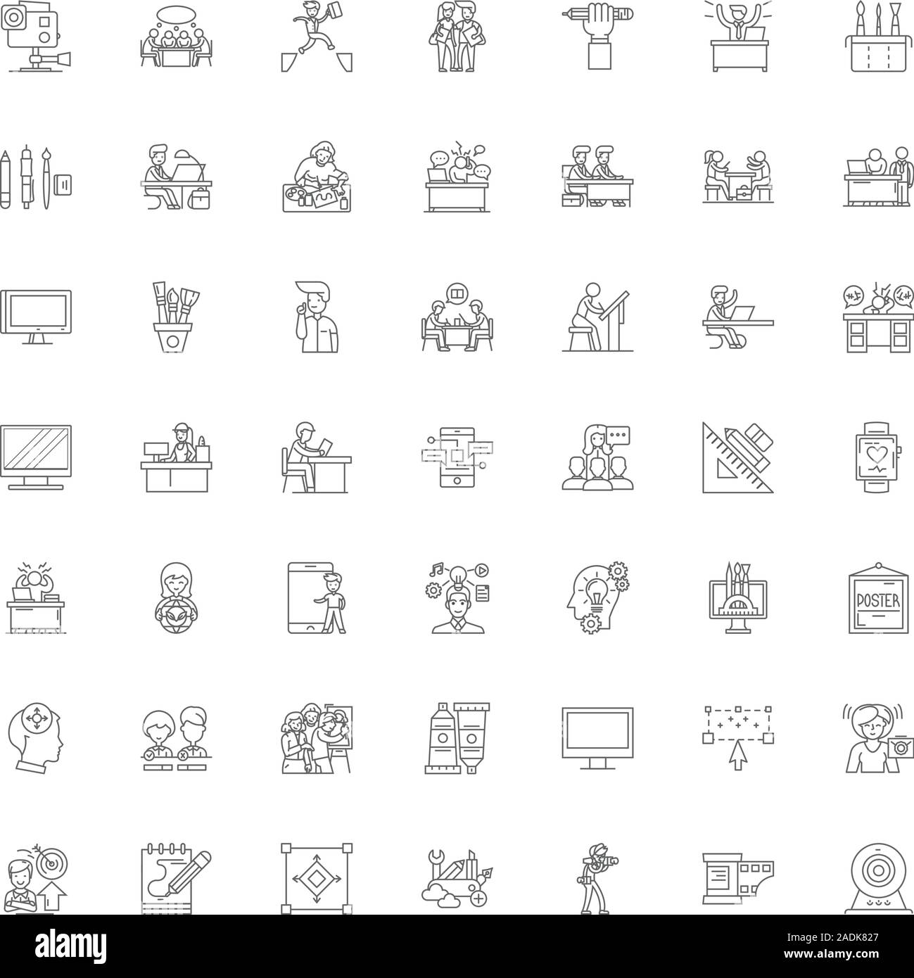 Designer work line icons, signs, symbols vector, linear illustration ...