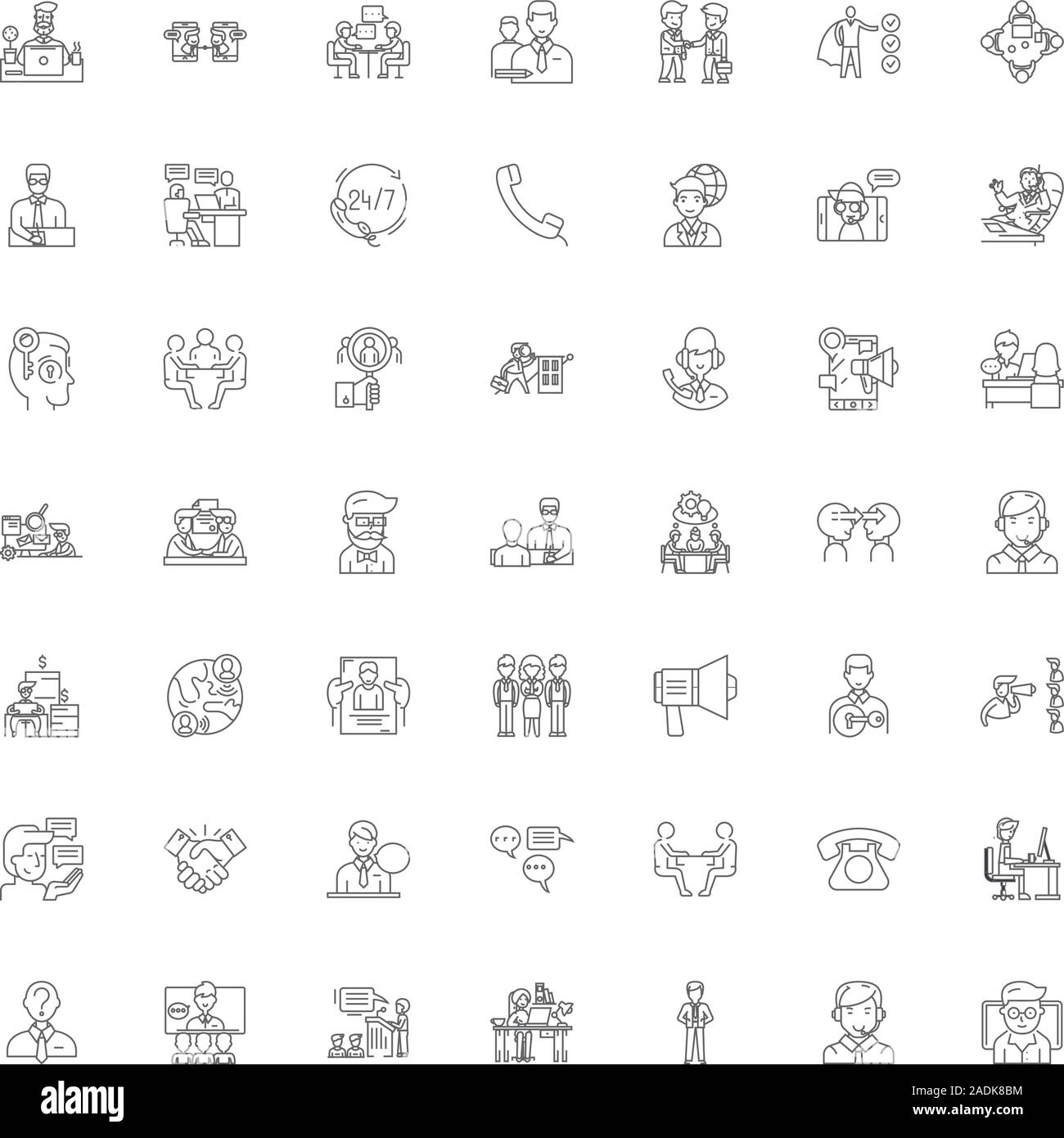 Customer support line icons, signs, symbols vector, linear illustration ...