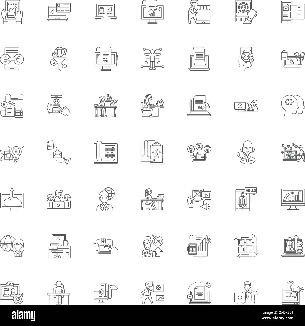 Digital media line icons, signs, symbols vector, linear illustration ...