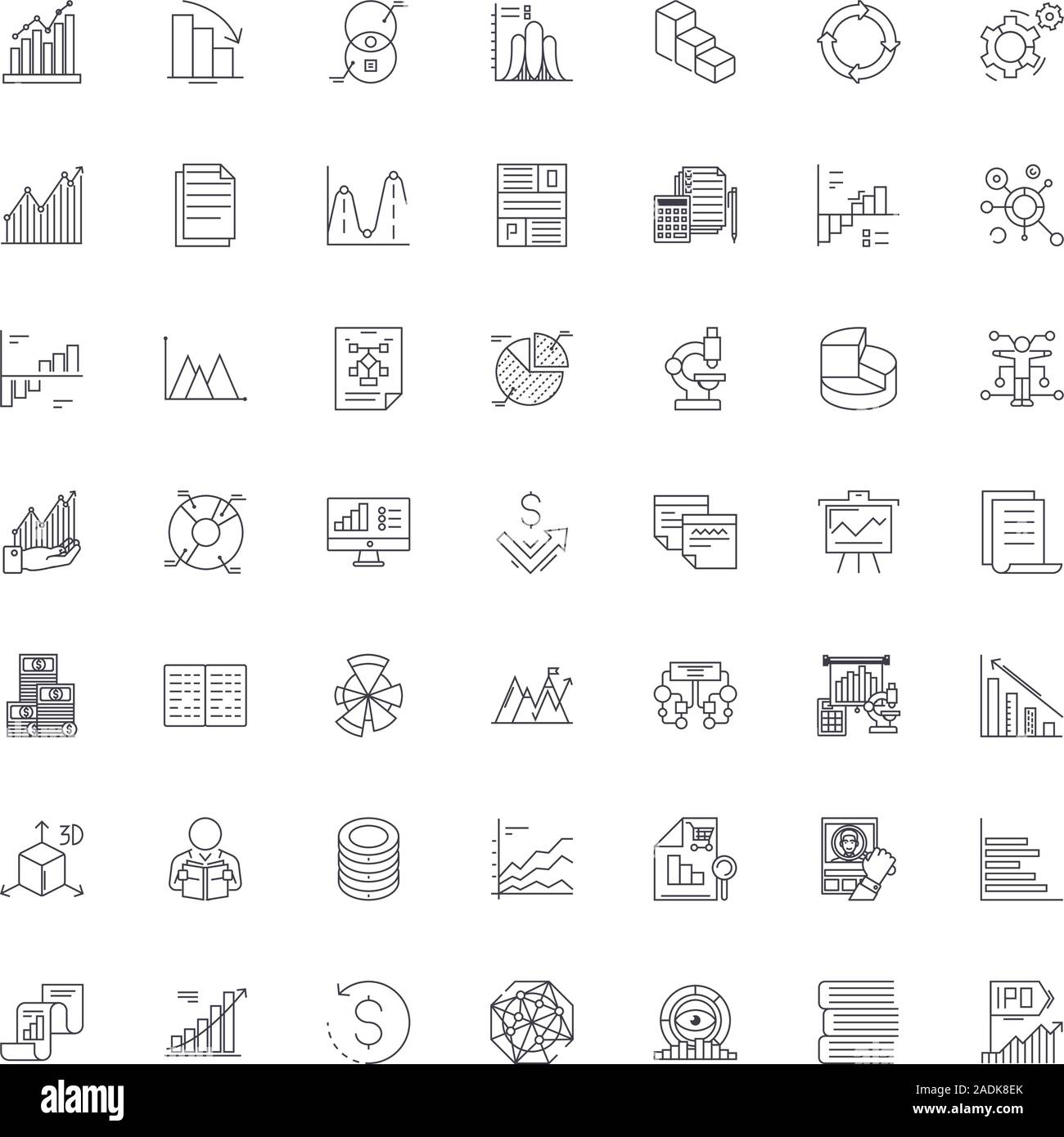 Diagrams line icons, signs, symbols vector, linear illustration set ...
