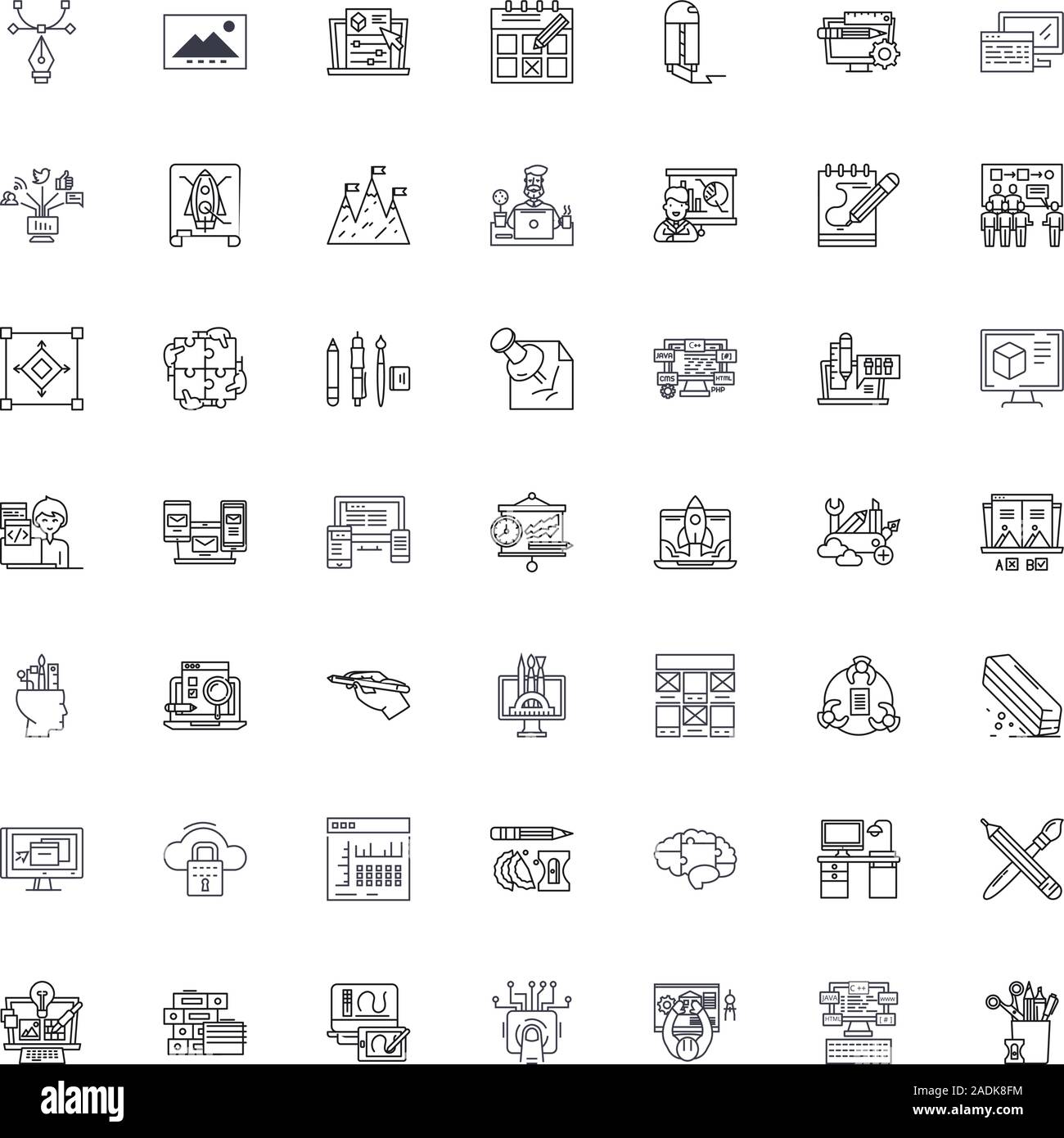 Design process line icons, signs, symbols vector, linear illustration ...