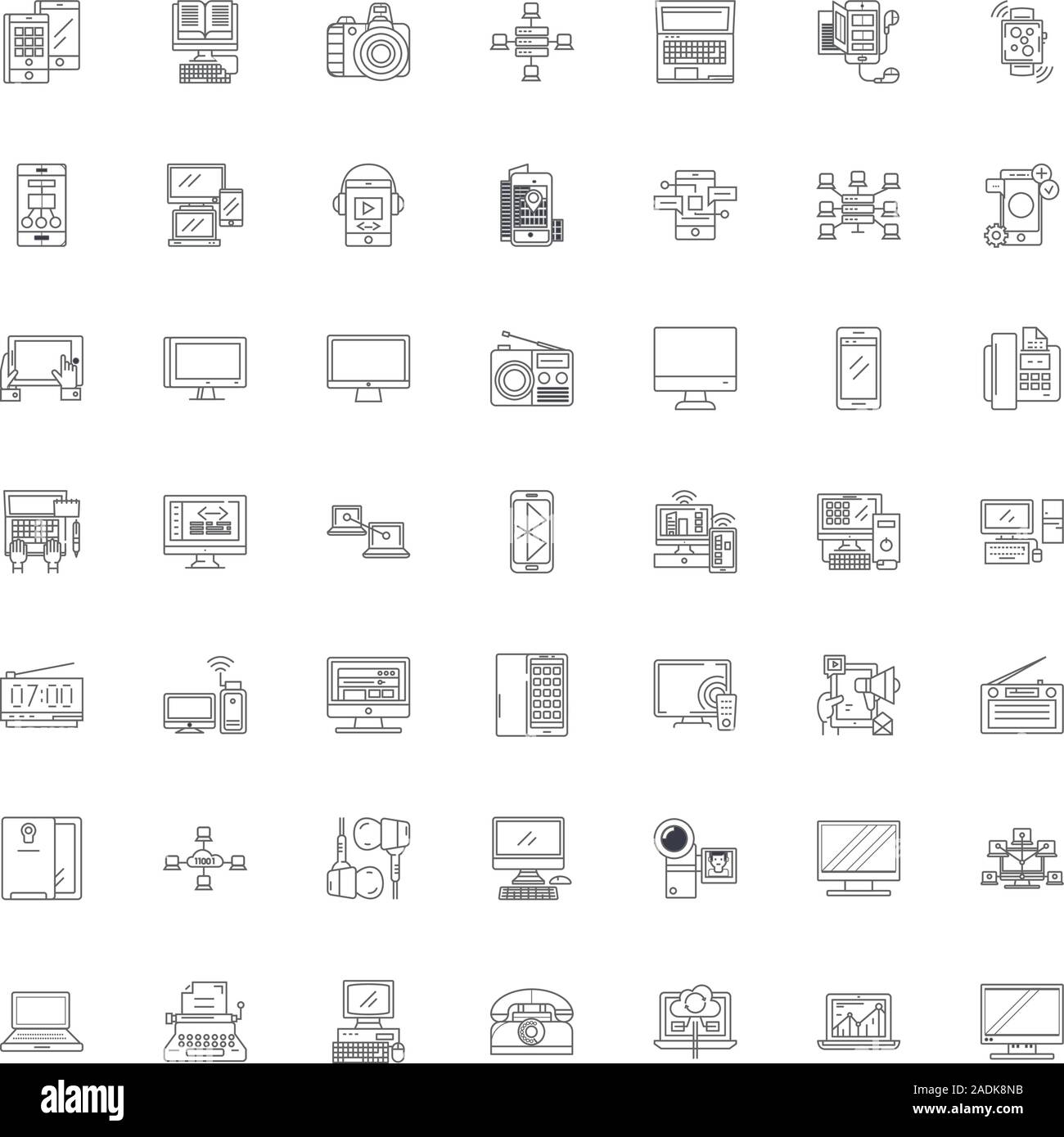 Devices line icons, signs, symbols vector, linear illustration set ...