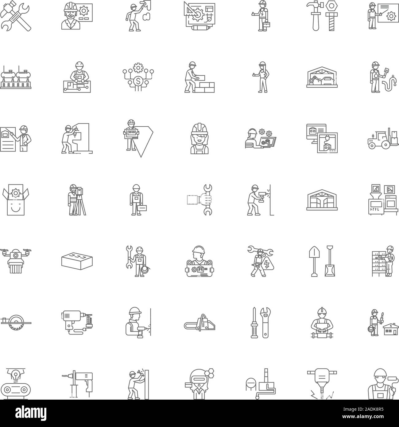 Diy store line icons, signs, symbols vector, linear illustration set ...