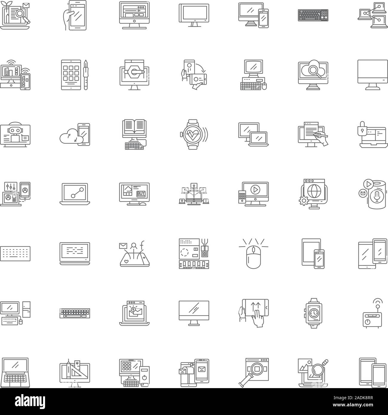 Desktop line icons, signs, symbols vector, linear illustration set ...