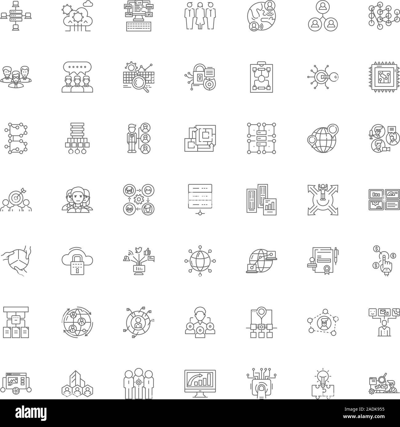Distribution workflow line icons, signs, symbols vector, linear ...